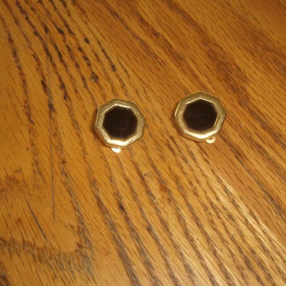 Swarovski | Jewelry | Sal Swarovski Clip Earrings Gold Tone Black ...